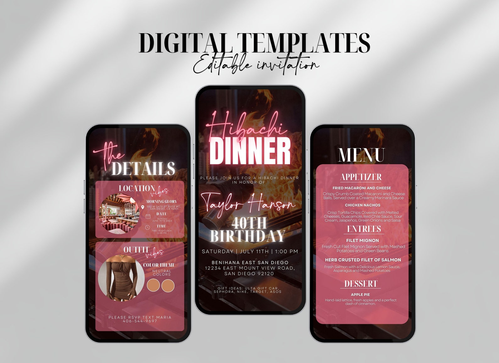 Digital Hibachi Invitation, Birthday Dinner Invite, Japanese Restaurant ...