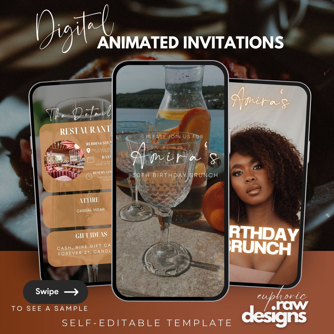 Animated Brunch Invite Video Flyer Birthday Brunch - Etsy