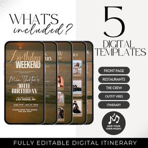 Birthday Weekend, Itinerary Template,travel Itineray, Birthday Weekend ...