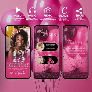 13th Birthday Invitation, Animated 13th Party Invite, 13th Invite ...