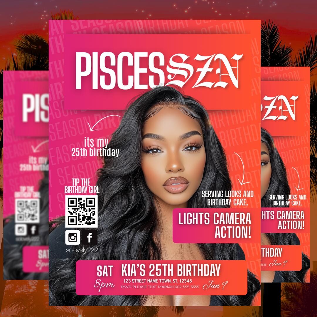 Pisces Season Magazine Birthday Invitation, Zodiac Dinner Party Canva ...