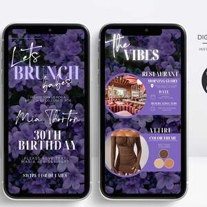 Digital Brunch Flyer Invite,birthday Brunch Invitation, Birthday Brunch ...