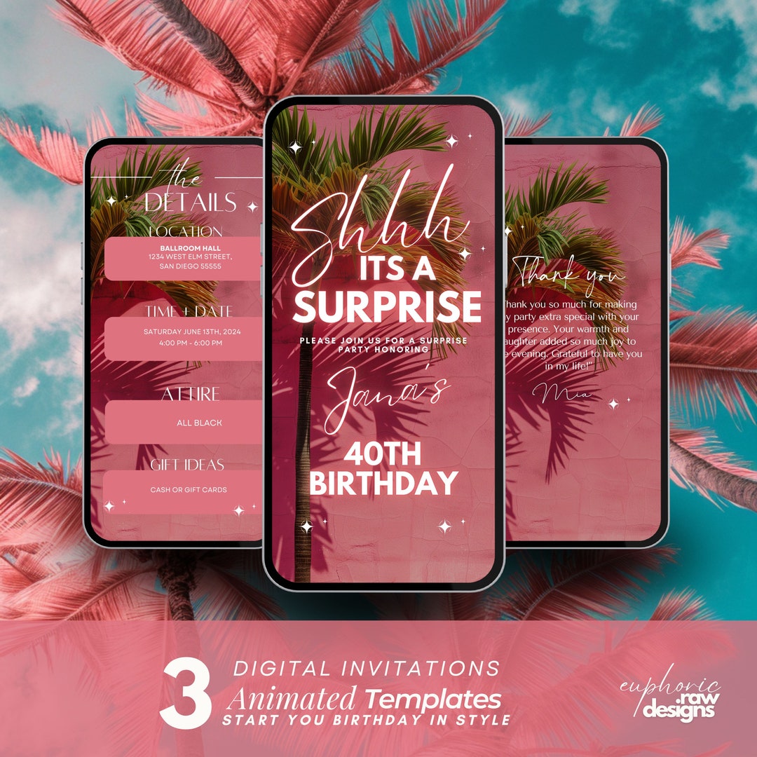 Surprise Party Birthday Invitation, Digital Shhh Its a Surprise ...