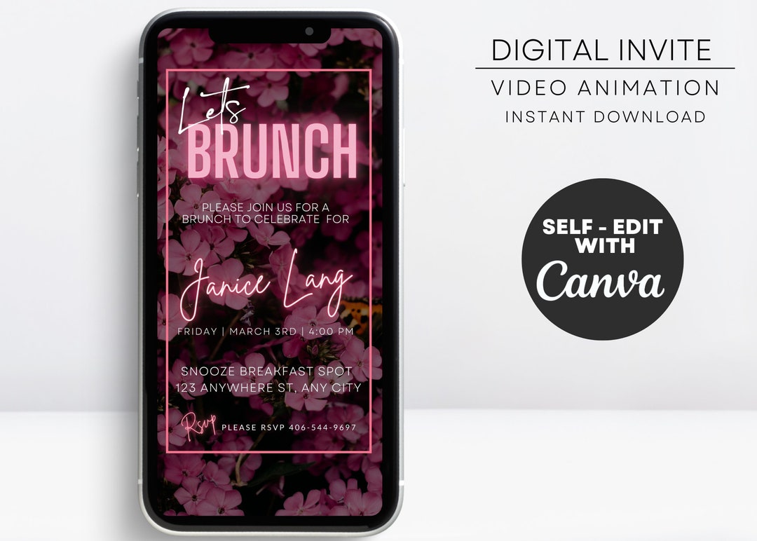 Digital Floral Brunch Invitation, Birthday Sunday Brunch, Brunch Flyer ...