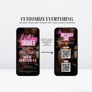 Birthday Dinner Invitation, Digital Birthday Party Invite, Editable ...