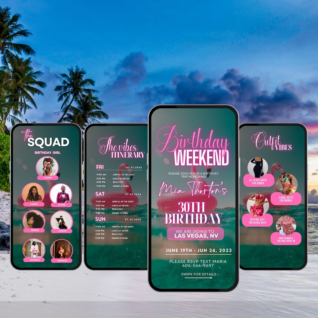 Birthday Weekend Itinerary Template, Girls Trip Planner, Editable ...