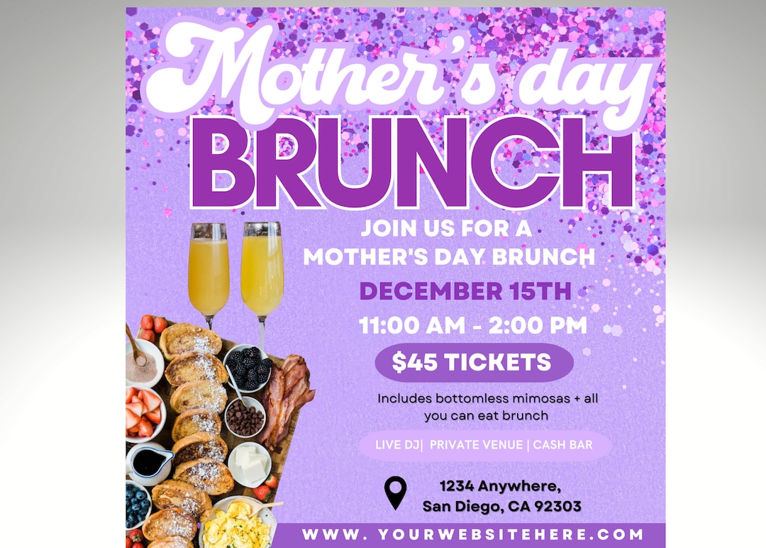 Flyer Mother's Day, Mother's Day Dinner Flyer, Mommy Brunch Flyer ...
