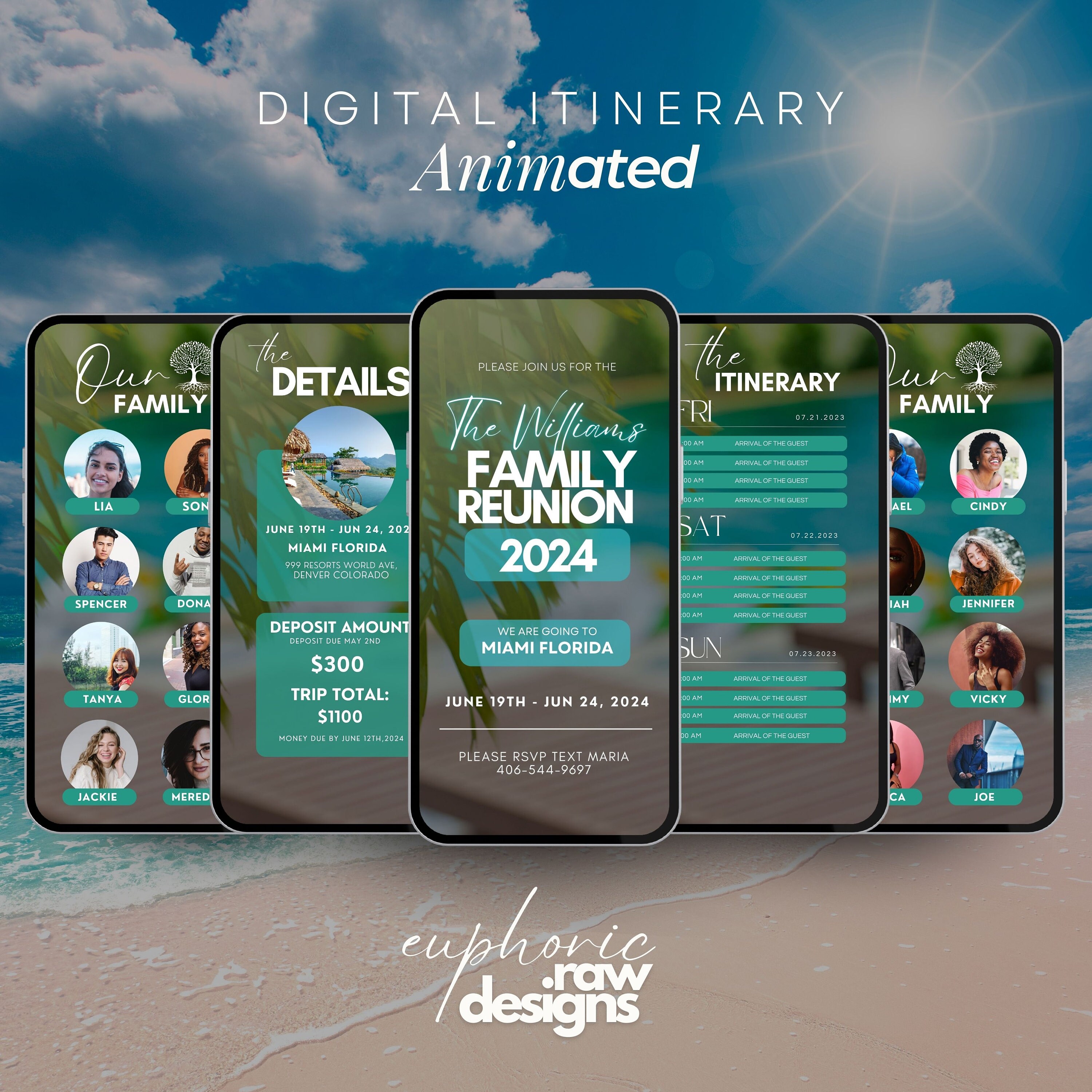 Digital Family Reunion Itinerary, Family Trip Travel Planner, Editable ...