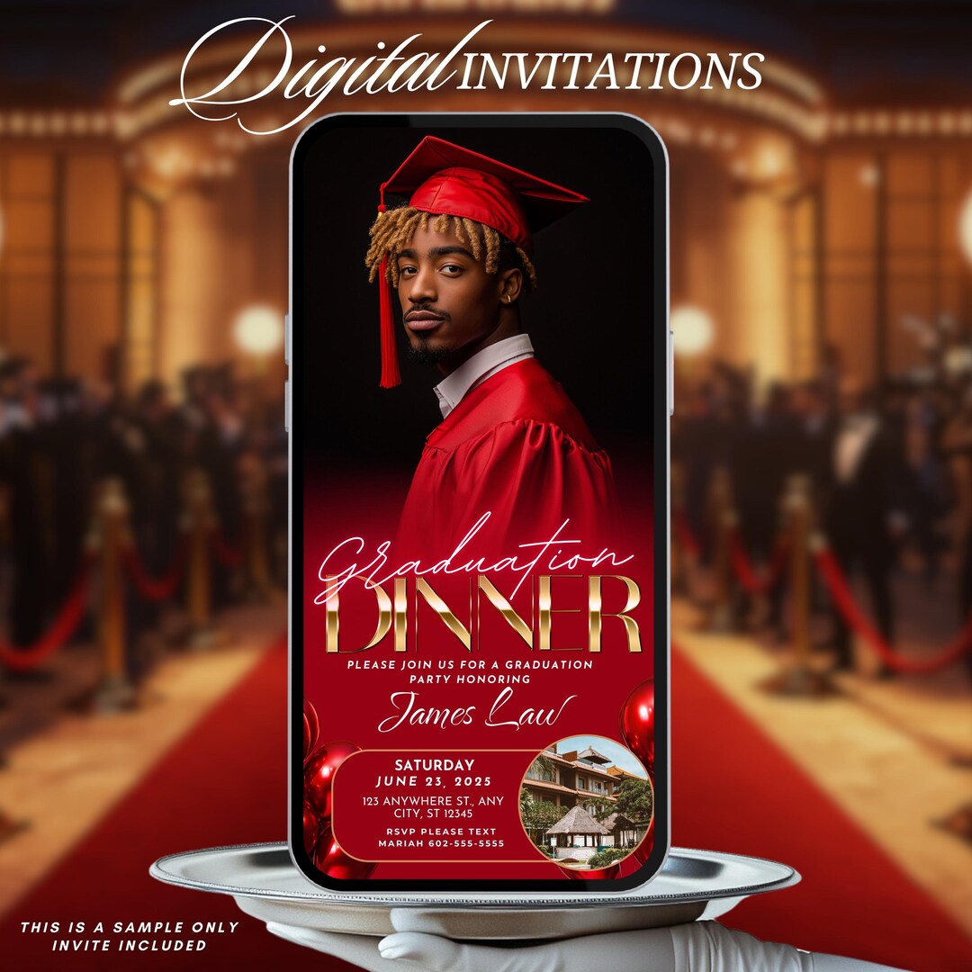 Graduation Dinner Party Invitation, College Send-off Gold Law ...