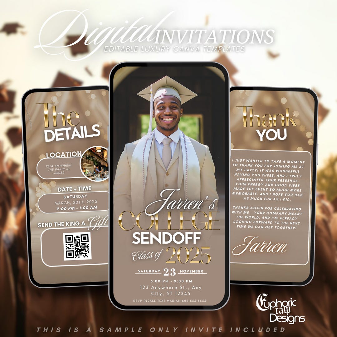 Graduation College Send off Invitation, Tantrunk Party Invite, High ...