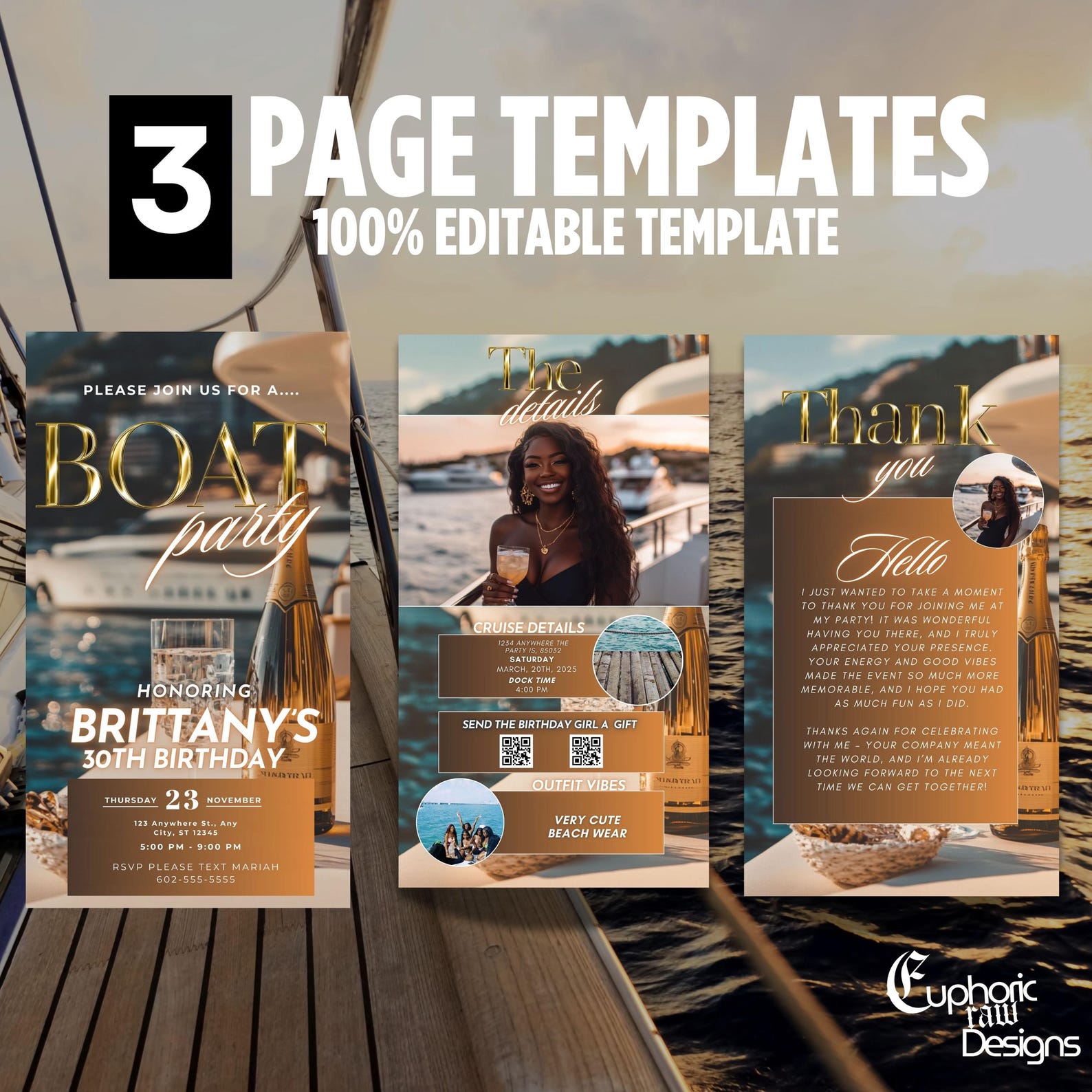 Boat Party Invitation, Animated Yacht Party Evite, Gold Digital Yacht ...