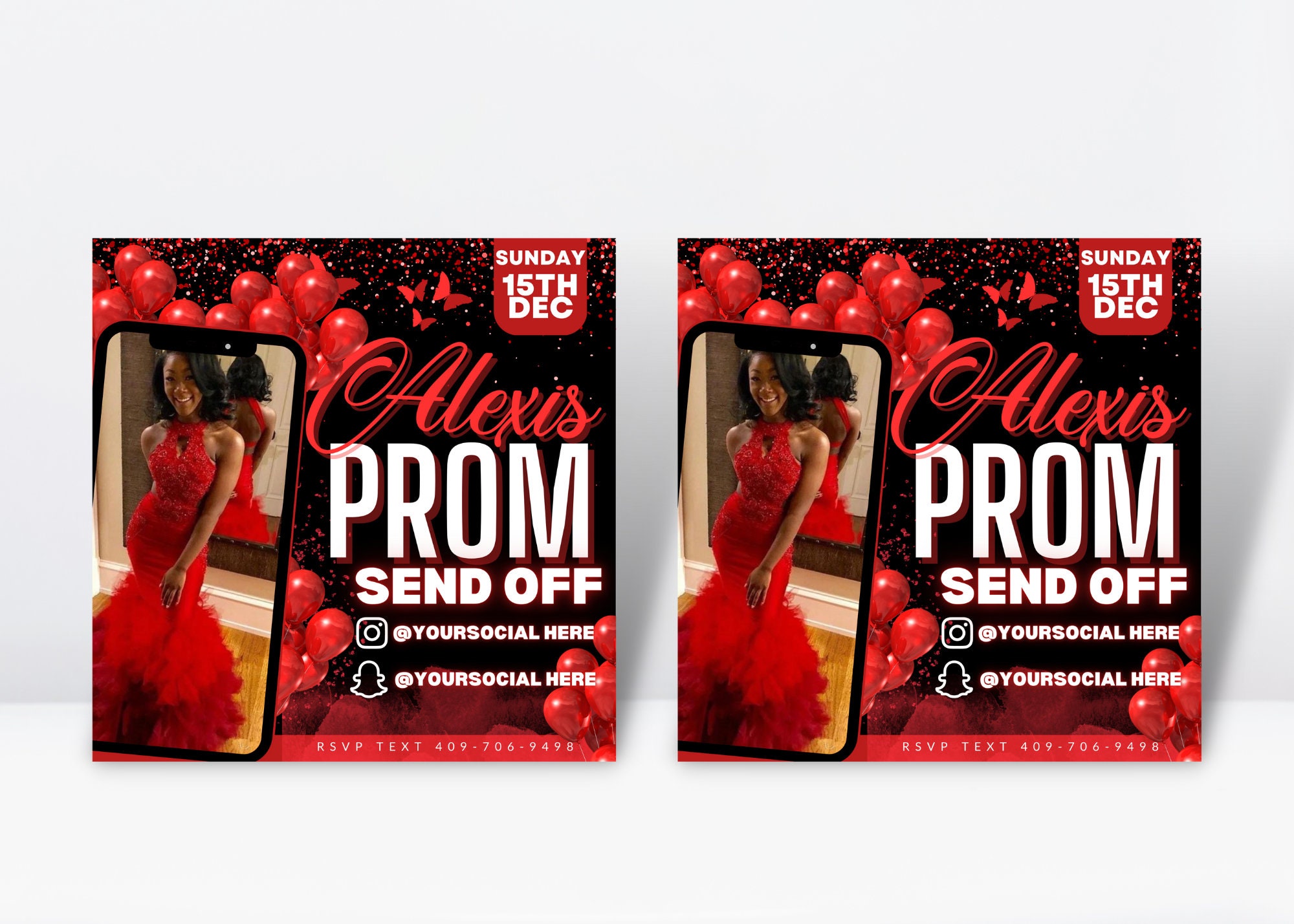 Editable Prom Flyer Invite Dress Reveal Prom Party Flyer - Etsy