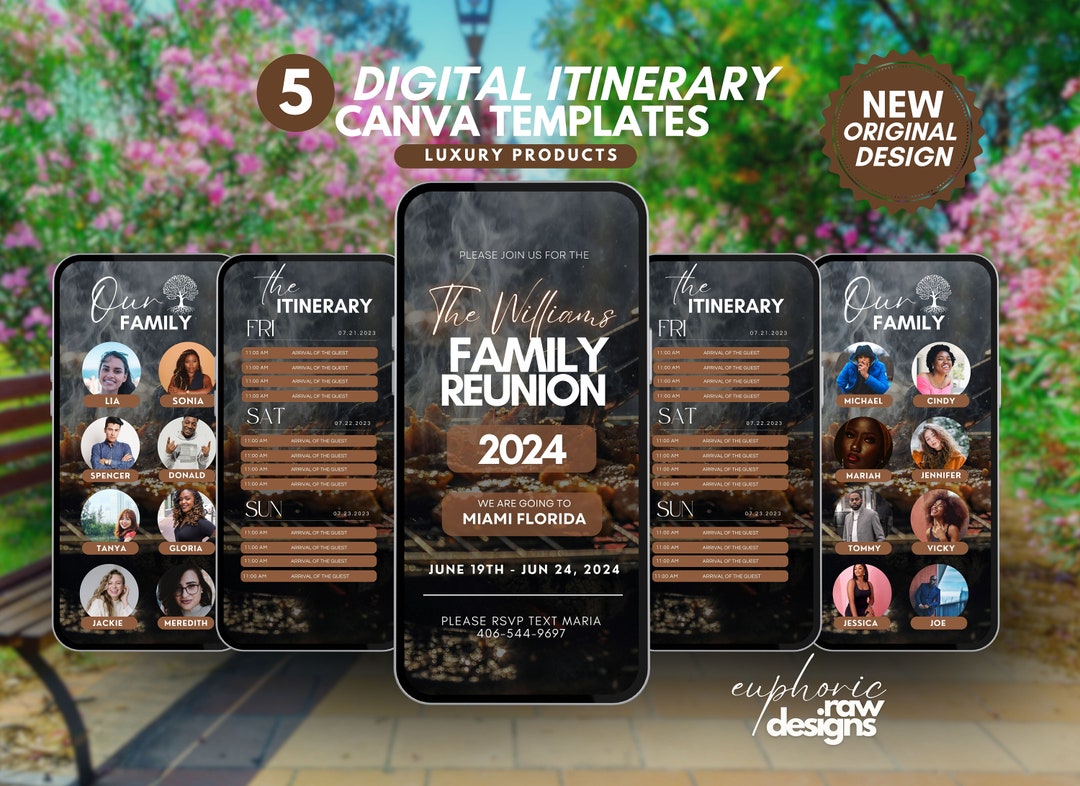 Digital Family Reunion Itinerary, Family Tree Template, Class Reunion ...