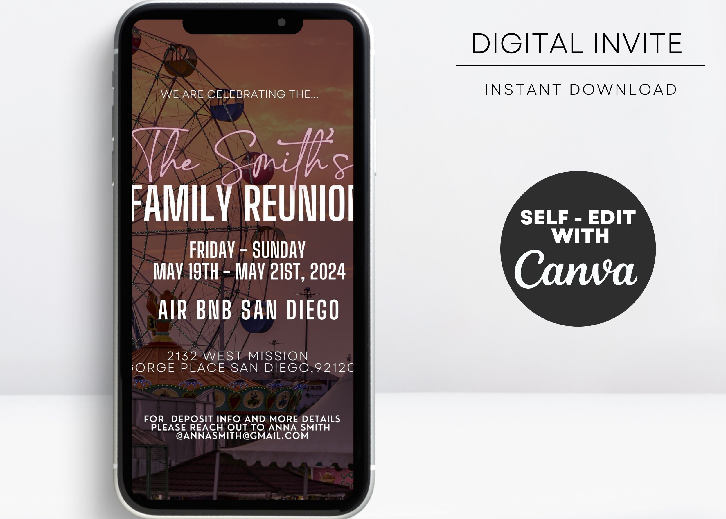 Digital Family Reunion Trip Itinerary, Family Reunion Invitaiton ...