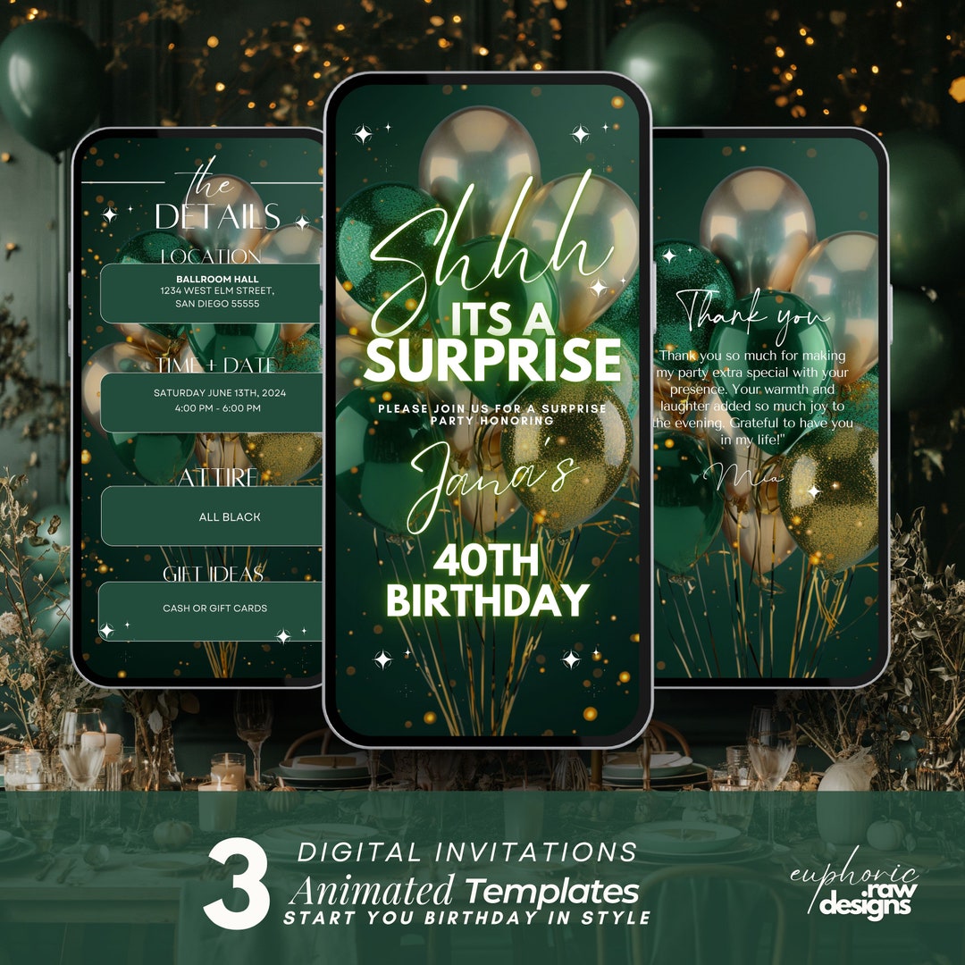 Surprise Party Birthday Invitation, Digital Shhh Its a Surprise ...