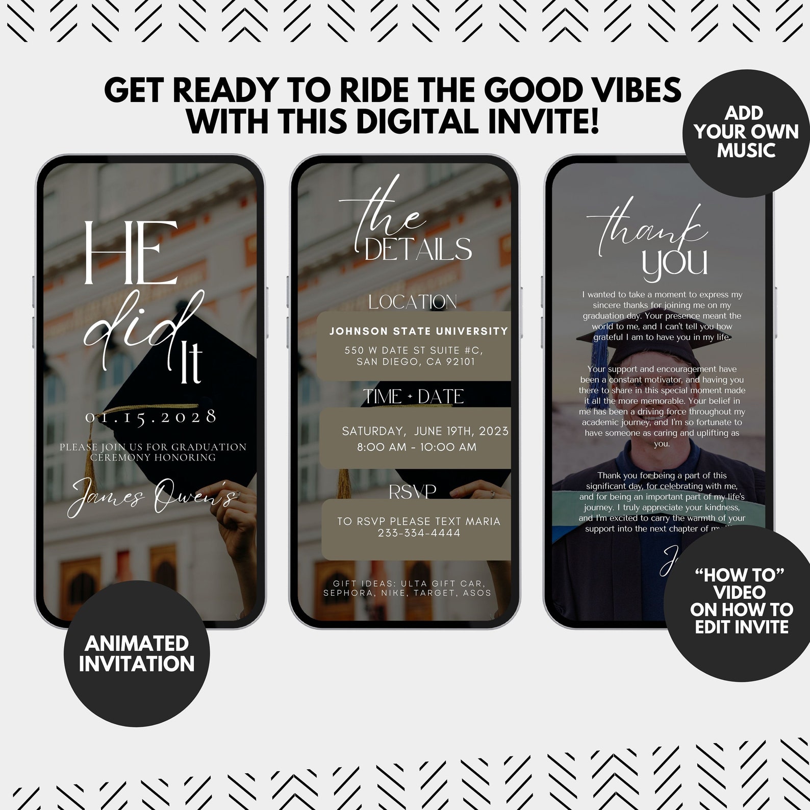 Graduation Video Invitation, Animated Grad Announcement, Graduation ...