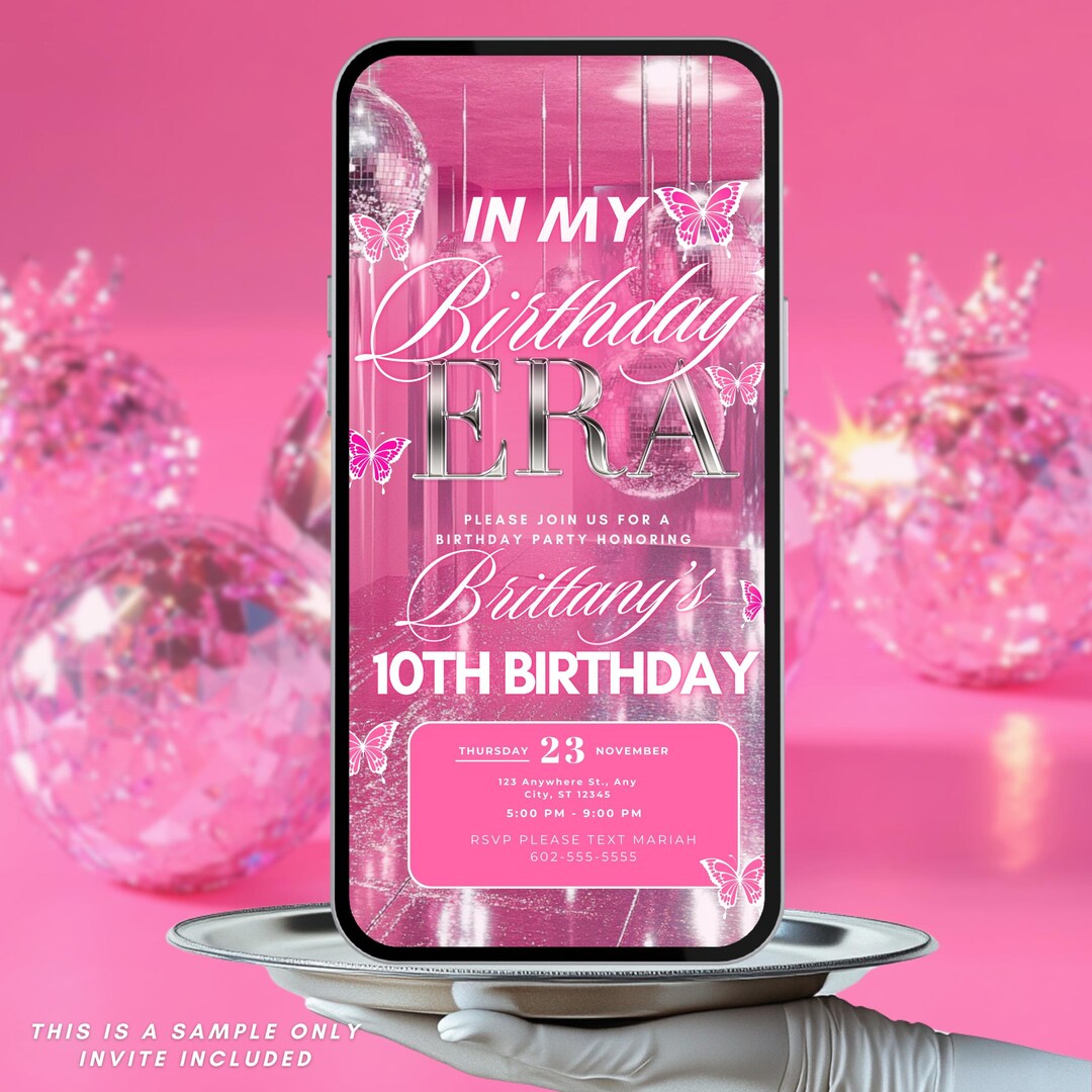 Editable in My Birthday Era Invitation, Digital Disco Ball Party Invite ...