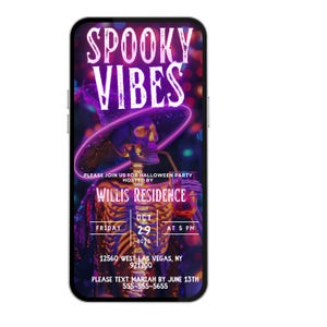 Halloween Spooky Vibes Digital Halloween Party Invitation, Funny Witch ...