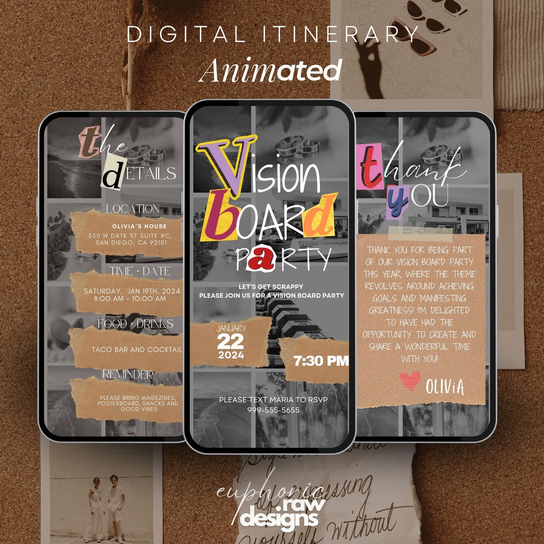 Vision Board Party Invitation, 2024 Party, Manifestation Party, Vision ...