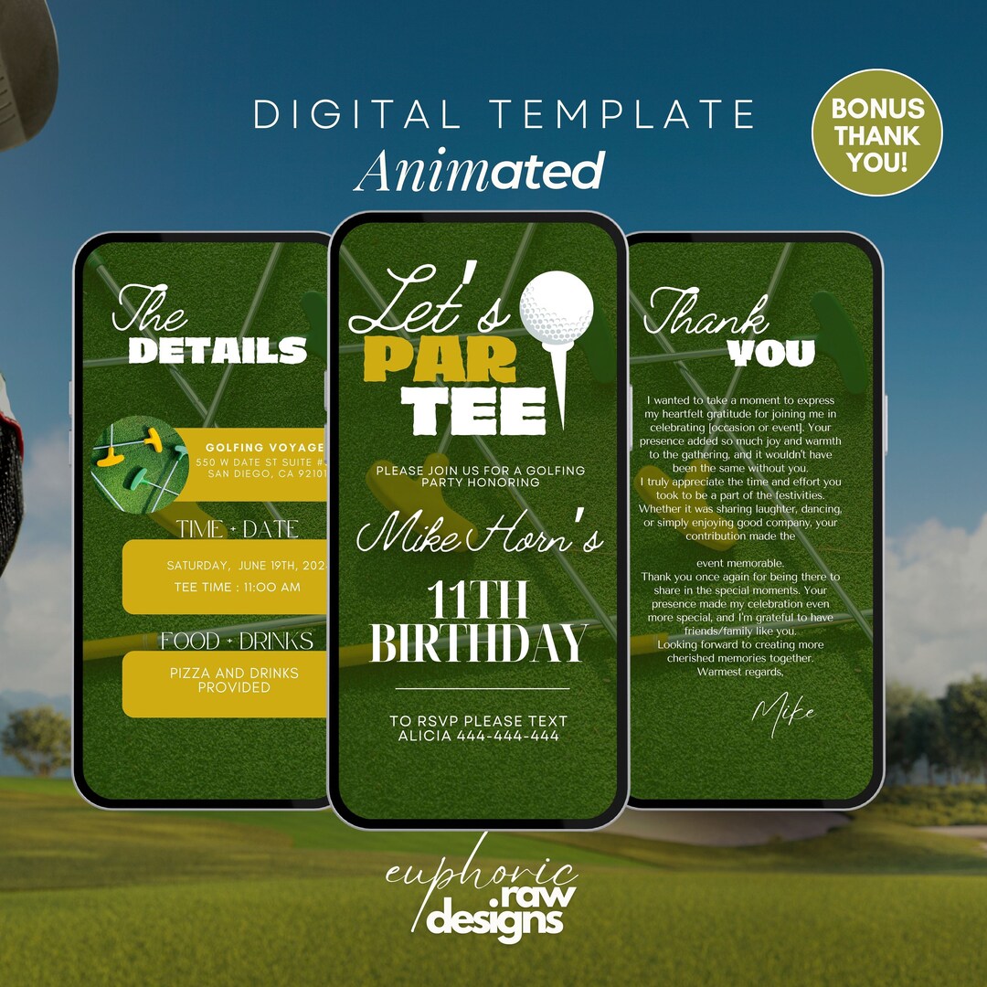 Digital Golf Birthday Invitation, Golfing Birthday Invite, Birthday ...
