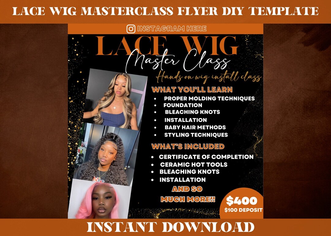 Editable Lace Wig Class Flyer Masterclass Flyer Wig Class - Etsy