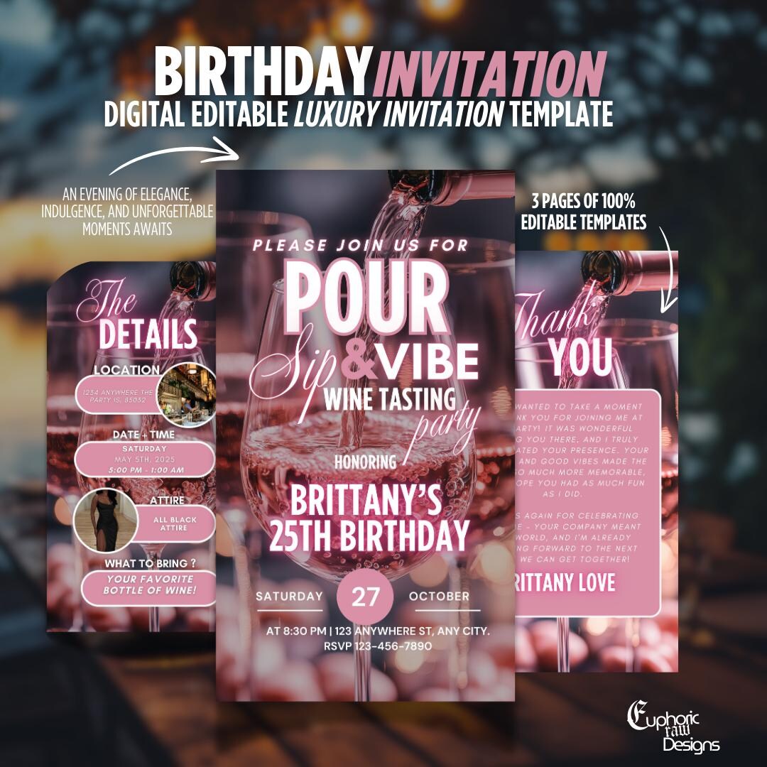 Wine Tasting Birthday Invitation, Digital Text Evite, Winery Birthday ...
