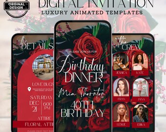 Digital Birthday Dinner Invitation, Birthday Dinner, Digital Birthday ...