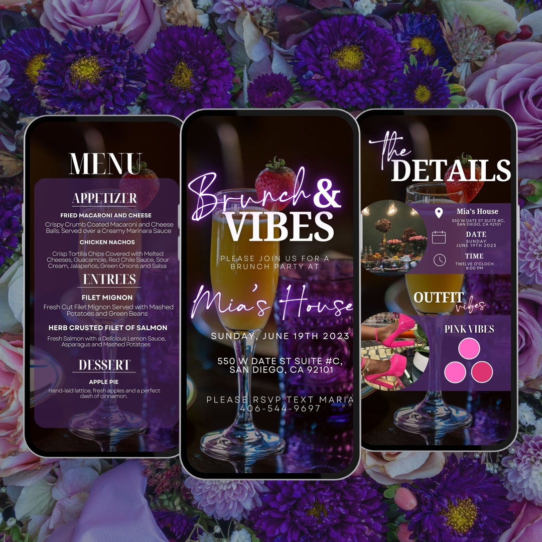 Brunch Flyer Invite Digital Birthday Brunch Invitation - Etsy