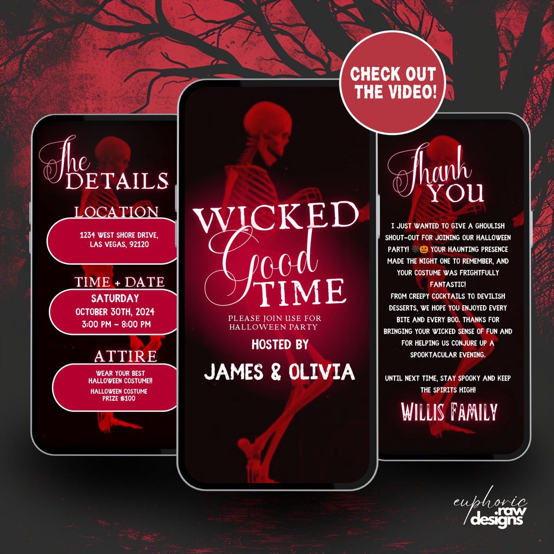 Digital Halloween Wicked Good Time Party Invitation, Editable Digital ...