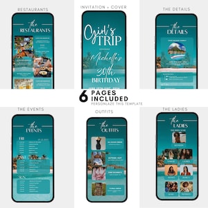 Girl's Trip Birthday Weekend Invitation, Travel Itinerary, Vacation ...
