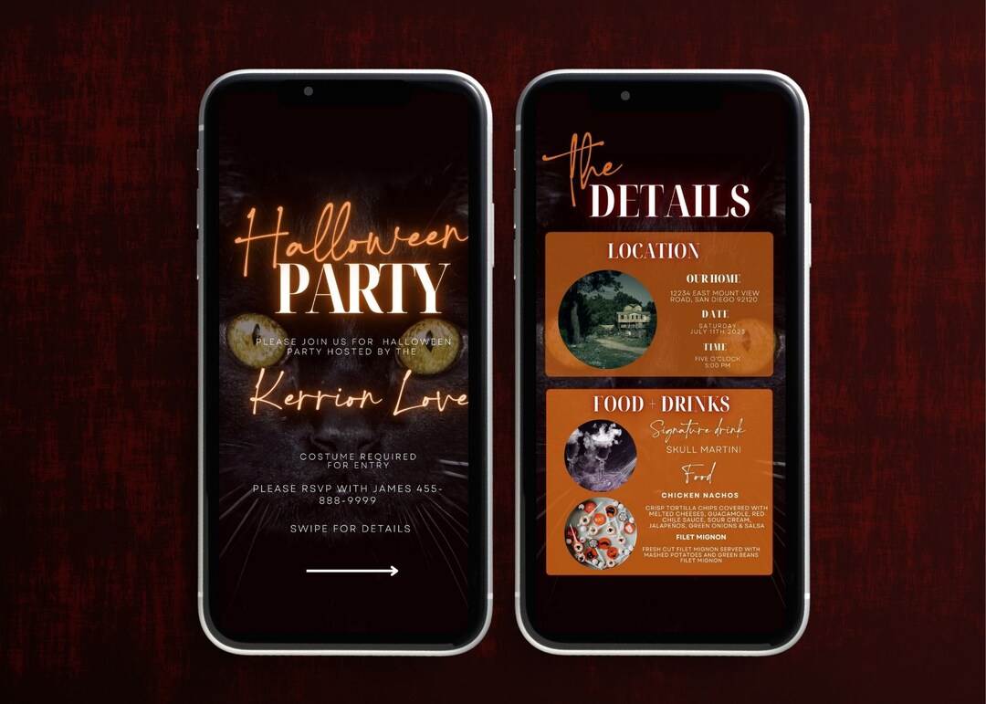 Digital Halloween Party Invitation, Halloween Bash Invite, Halloween ...