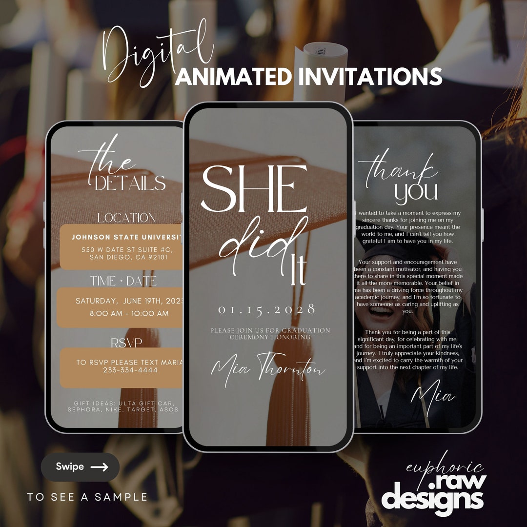 Graduation Video Invitation, Animated Grad Announcement, Graduation ...