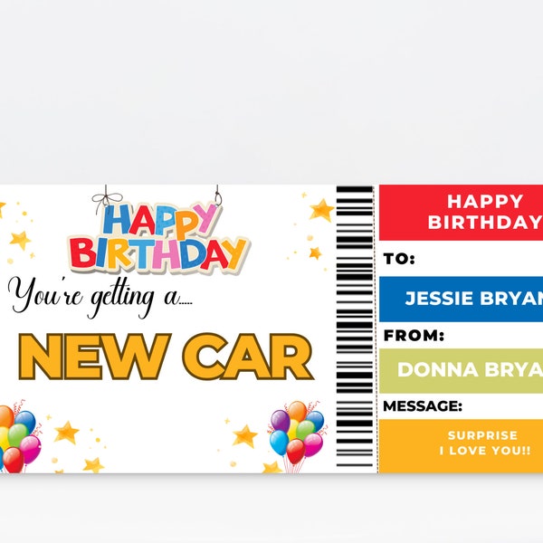 New Car Gift Certificate - Etsy