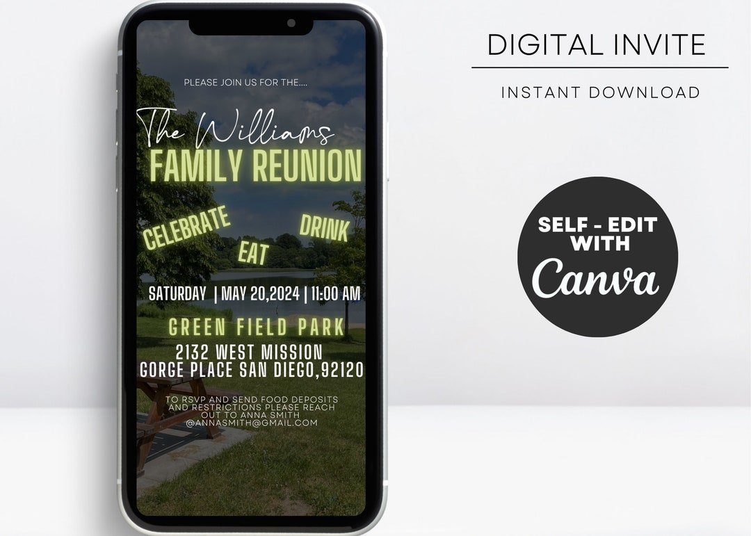 Digital Reunion Flyer Template, Family Reunion Invite, Family Party ...