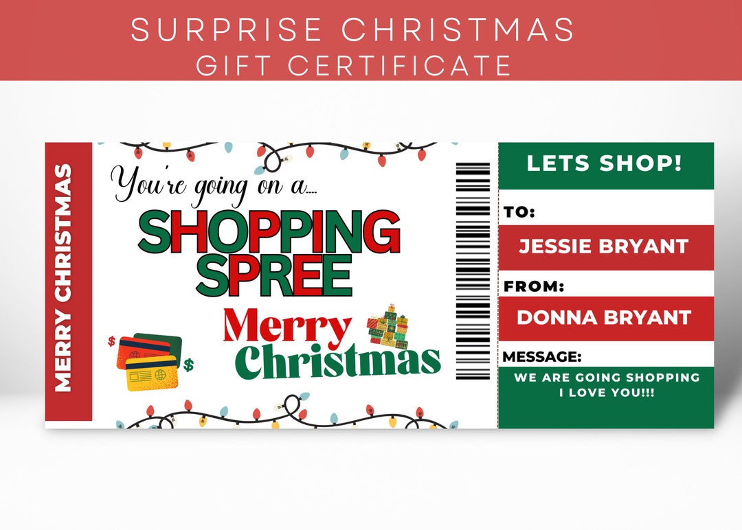 Christmas Surprise Ticket, Shopping Spree Voucher, Shopping Spree Card ...