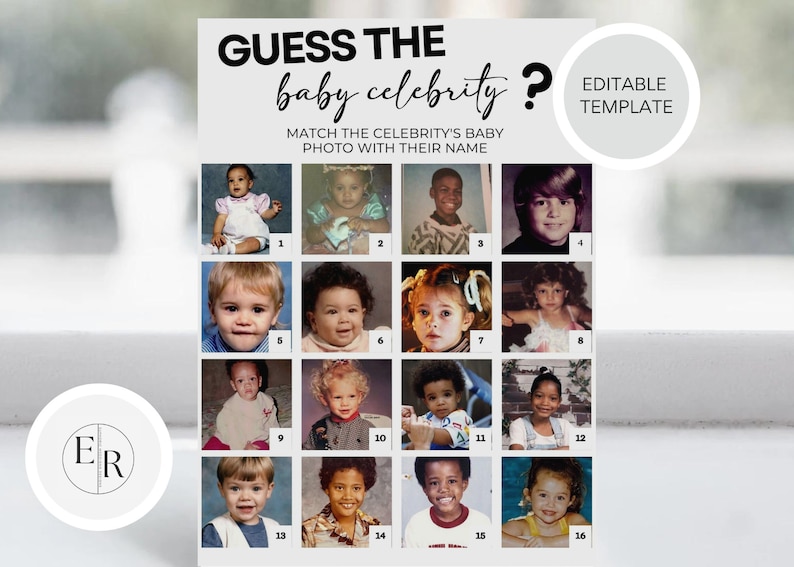 Baby Shower Games Guess the Baby Celebrity Game Answers - Etsy