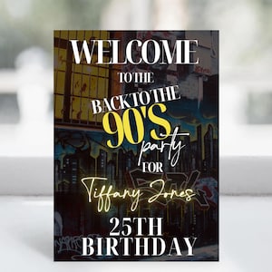 90s Birthday Party Welcome Sign, Printable Sign, Birthday Sign, Welcome ...
