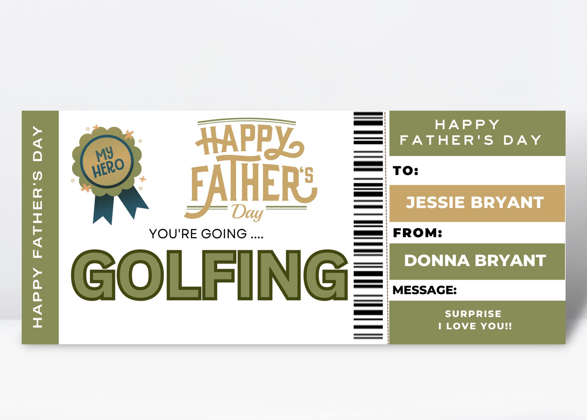 Father's Day Ticket Golfing Printable Ticket Golfing Day - Etsy