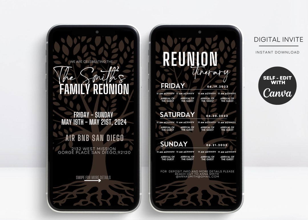 Digital Family Reunion Trip Itinerary, Family Reunion Invitaiton ...