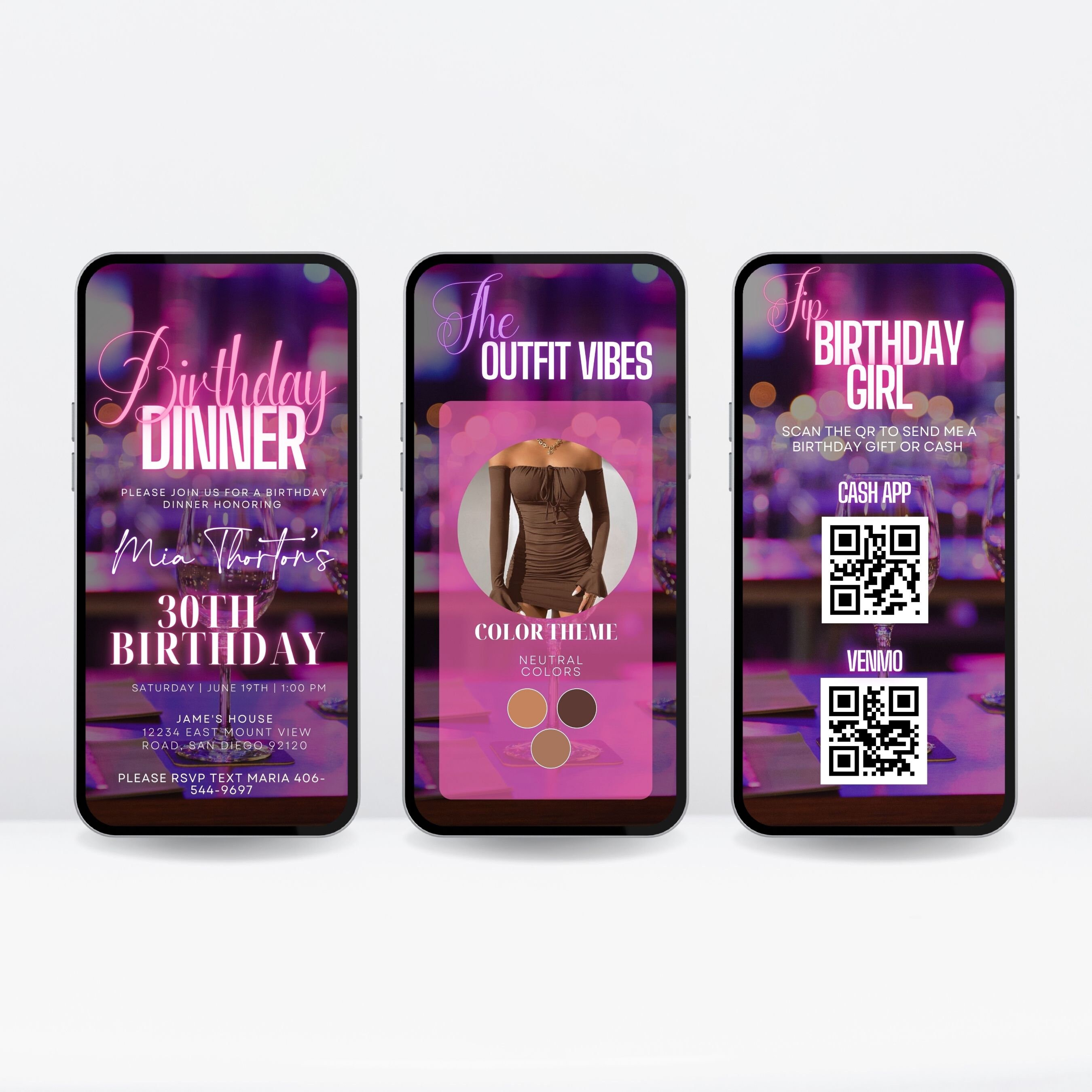 Birthday Dinner Invitation, Digital Birthday Dinner, Digital Birthday ...