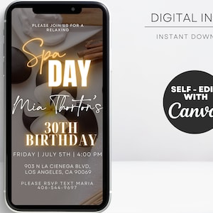 Spa Day Party Invitation, Digital Spa Birthday Invite, Massage Relax ...