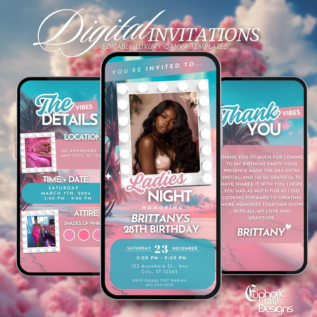 Ladies Night Birthday Invitation, Girls Night Dinner Invite, Editable ...