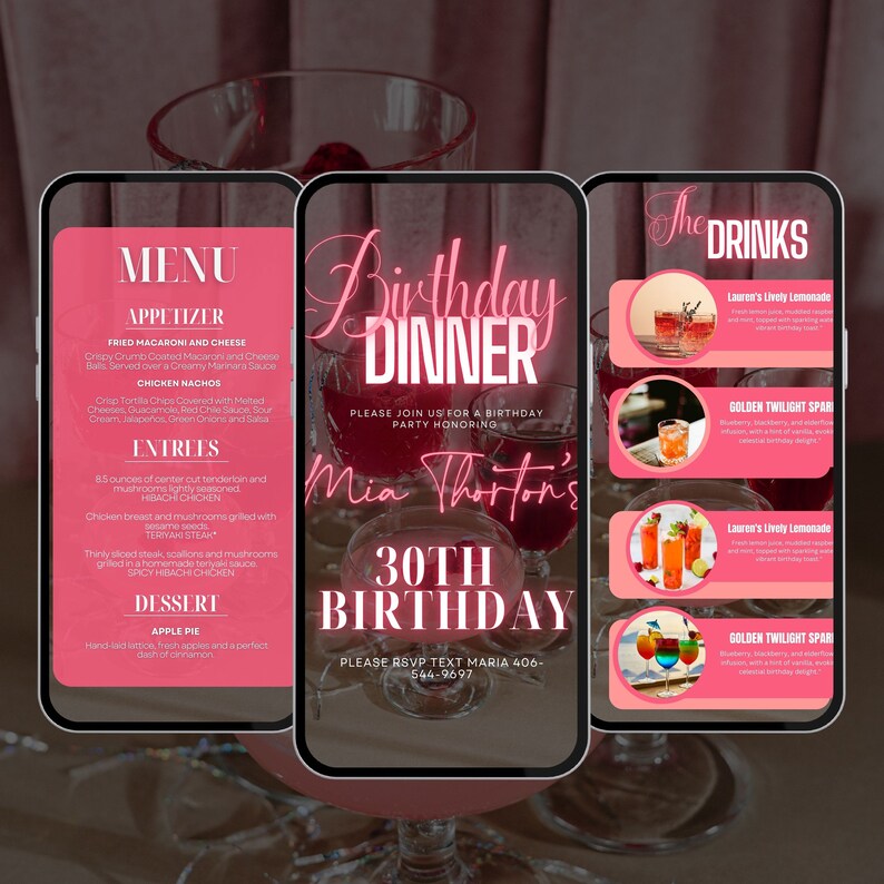 Birthday Dinner Invitation, Birthday Dinner, Digital Birthday Party ...