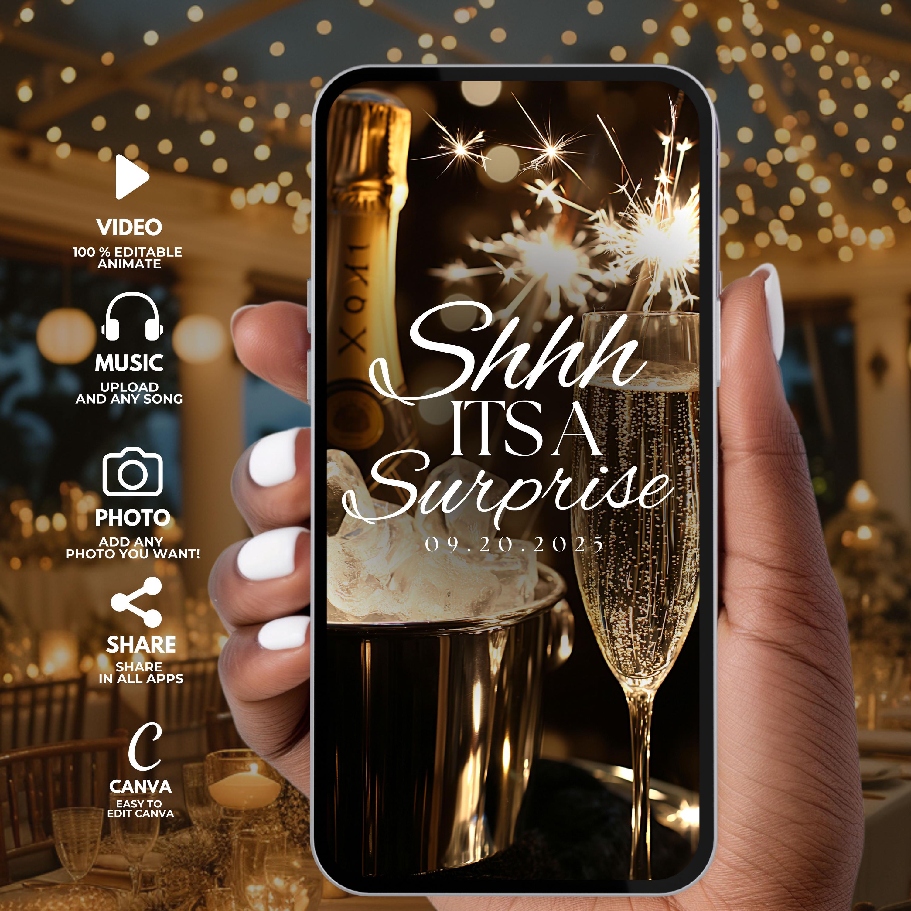 Surprise Engagement Party Invitation, Digital Elegant Editable Wedding ...