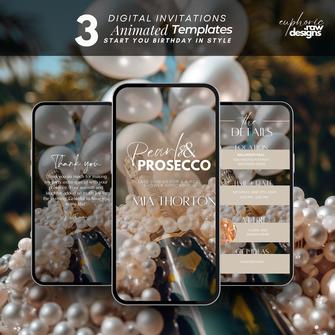 Pearls and Prosecco Bridal Shower Invitation, Floral Bridal Brunch ...