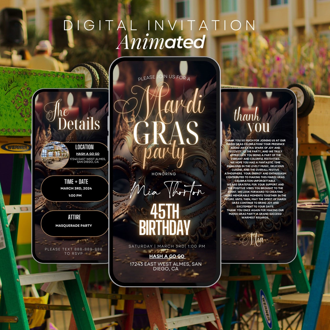 Mardi Gras Invitation,mardi Gras Birthday Invitation, Mardi Gras Party ...