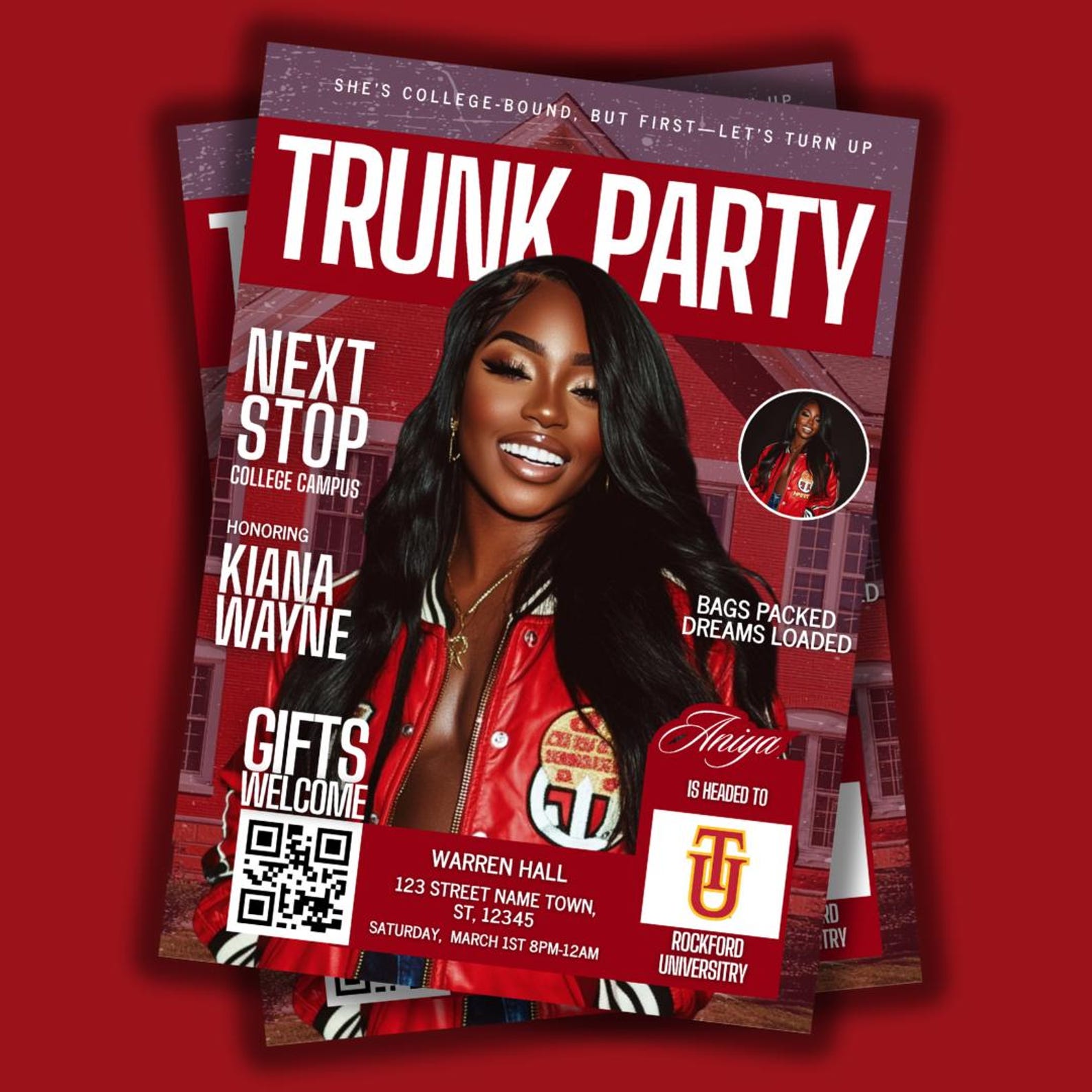 Editable College Send off Evite, Farewell Party Invite, DIY Trunk Party ...