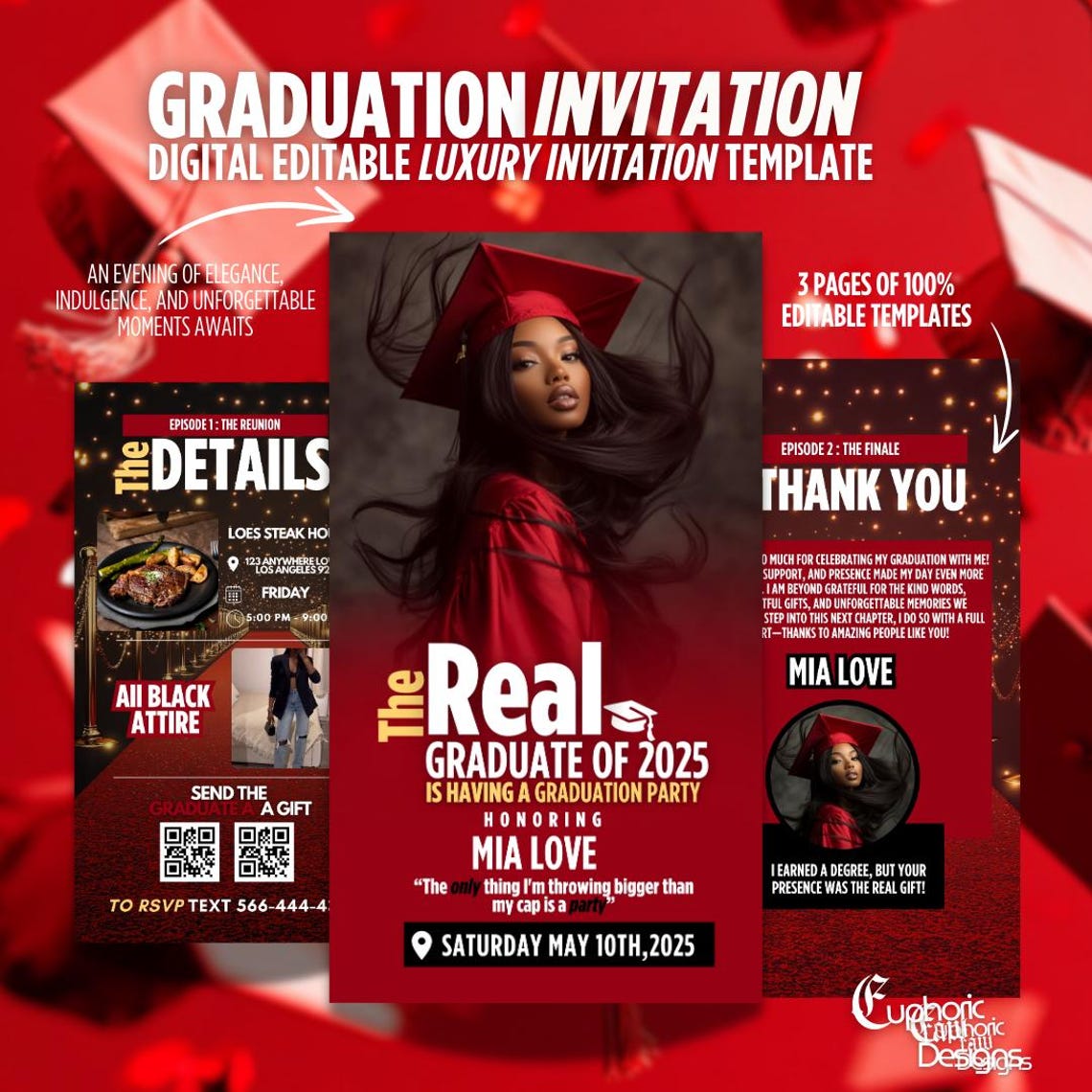 Graduation Party Invitation, the Real Class of 2025, Digital Grad ...