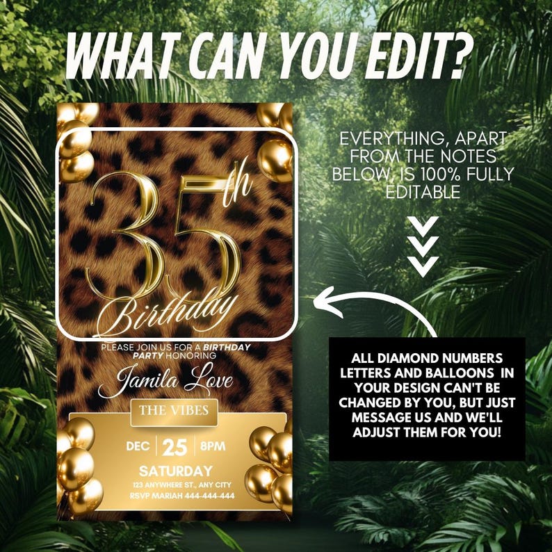 Leopard Cheetah Birthday Invitation, Safari Glam Party (digital) - Etsy