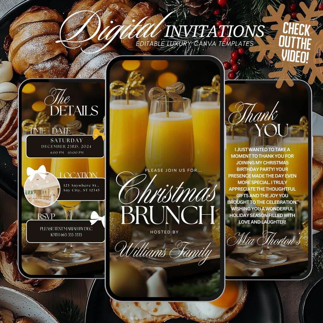 Digital Christmas Brunch Invitation, Festive Brunch Friendmas Evite ...